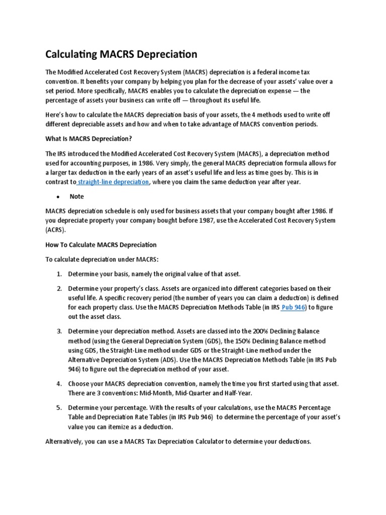 MACRS Depreciation Guide | PDF | Depreciation | Balance Sheet