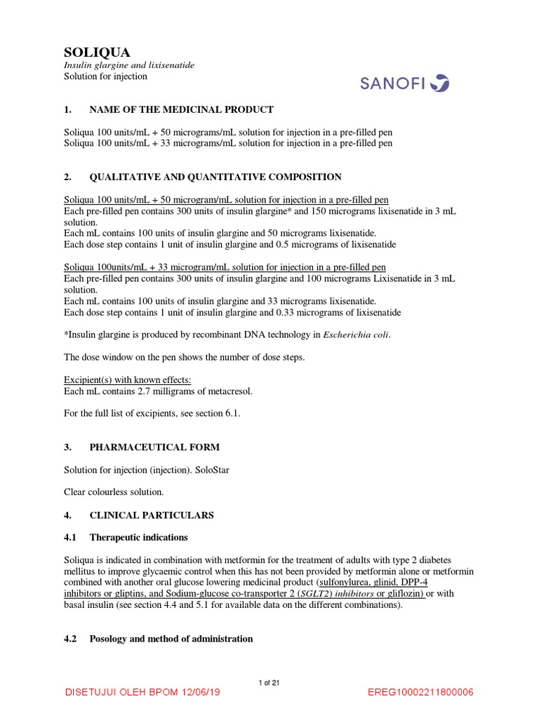 Soliqua: Injection Guidelines and Dosing | PDF | Hypoglycemia | Insulin