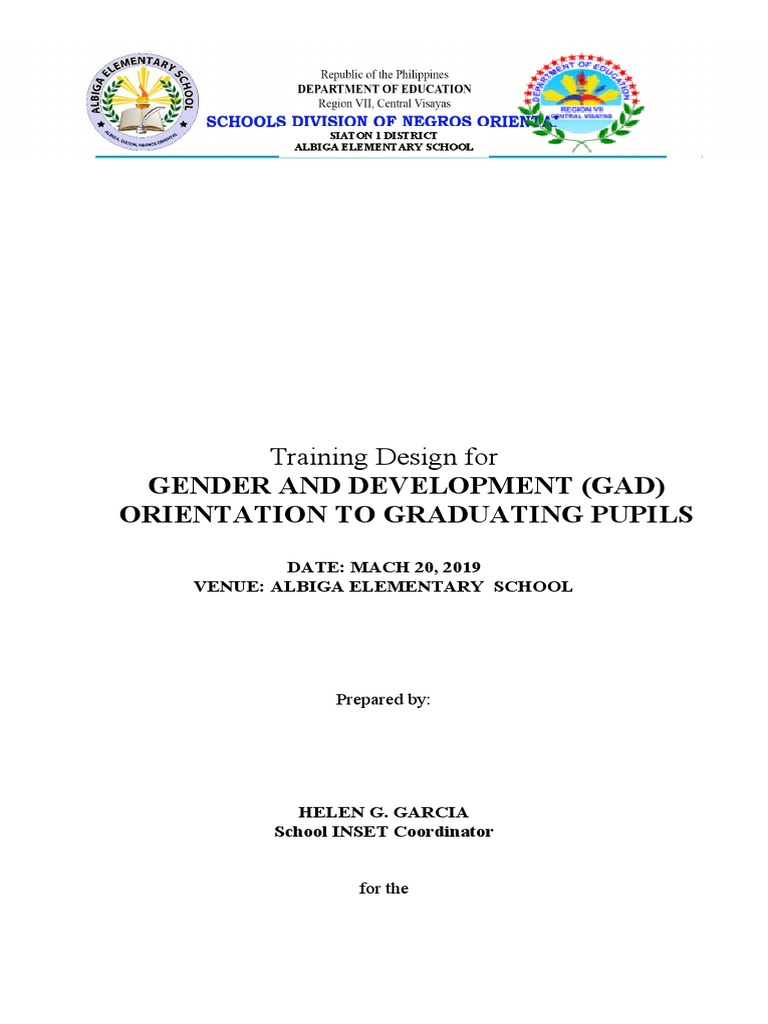 2019 GAD ORIENTATION Training Design | PDF | Gender And Development ...