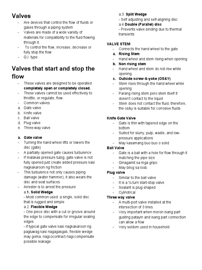 Valves: Valve Stem A. Rising Stem B. Non Rising Stem | PDF | Valve ...