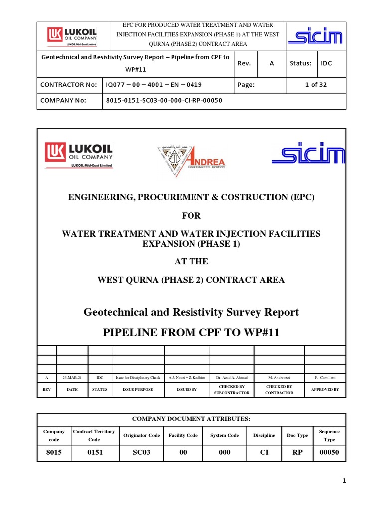 Geotechnical Survey for Pipeline | PDF | Geotechnical Engineering ...