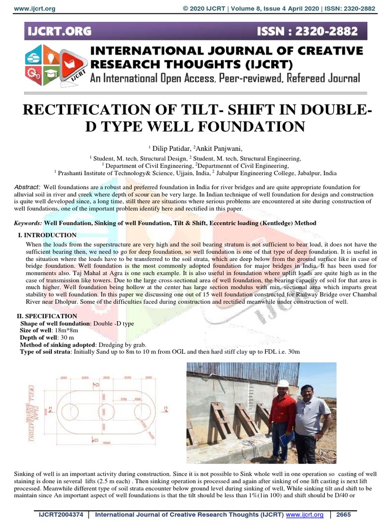 Rectification of Tilt-Shift in Double - D Type Well Foundation ...