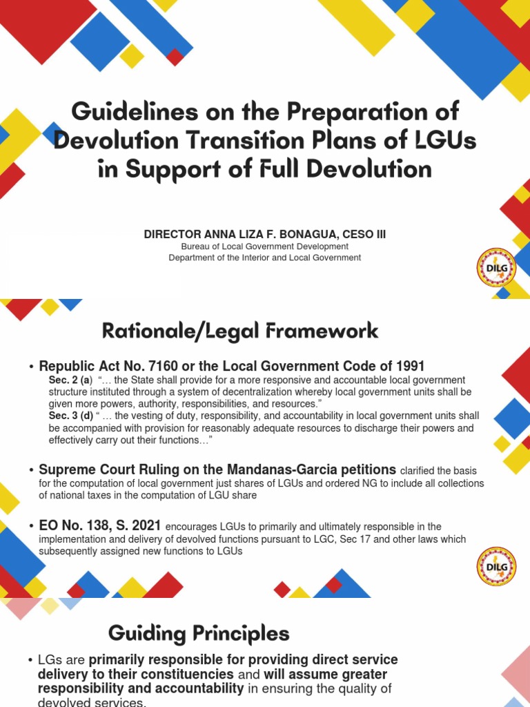 LGU Devolution Transition Guide | PDF | Capacity Building | Governance