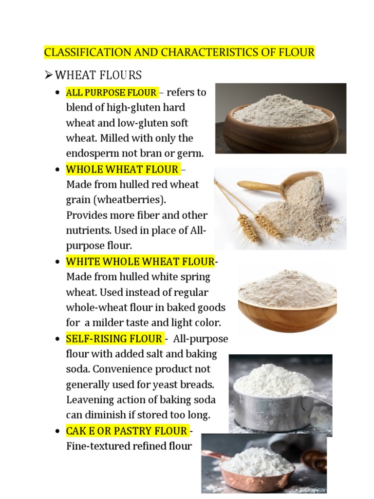 Flour Types and Their Characteristics | PDF | Flour | Fat