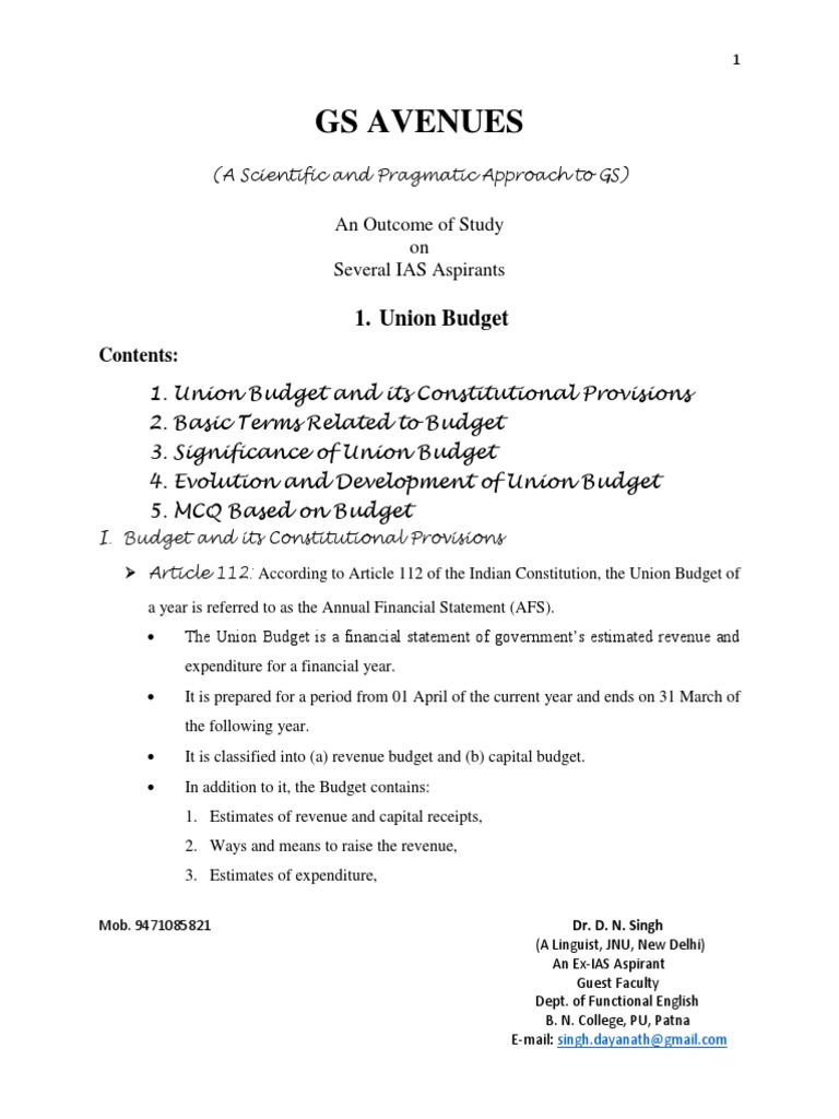 Introduction To Union Budget | PDF | Budget | Bill (Law)