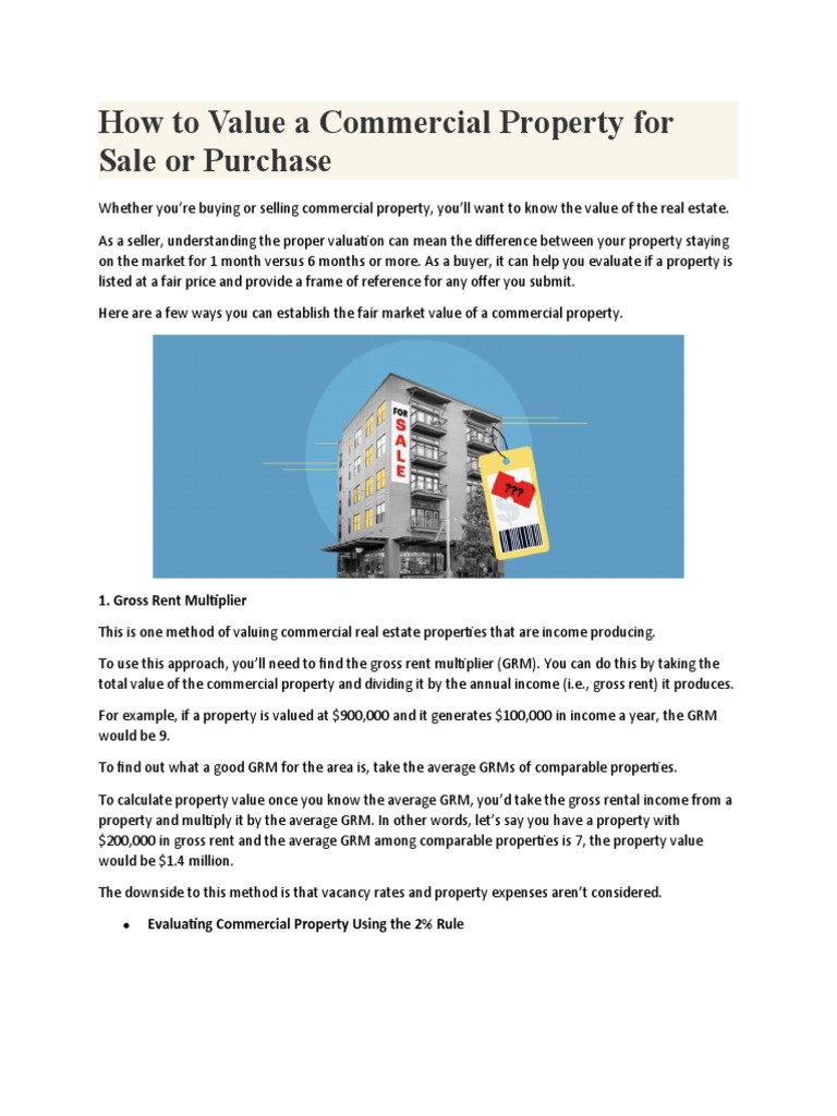 How To Value A Commercial Property For Sale or Purchase | PDF | Real ...