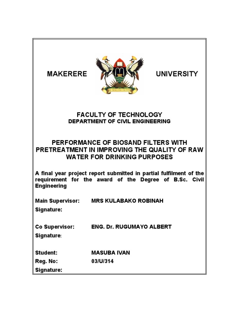 Makerere University: Faculty of Technology | PDF | Water Purification ...