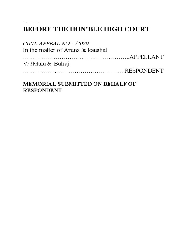How To Do A Moot Memorial | PDF
