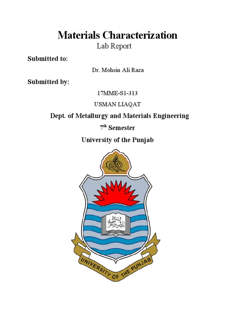 Materials Characterization: Lab Report | PDF | X Ray Crystallography ...