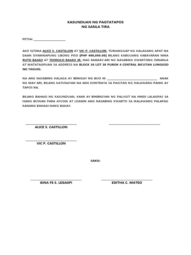 Kasunduan NG Pagtatapos | PDF