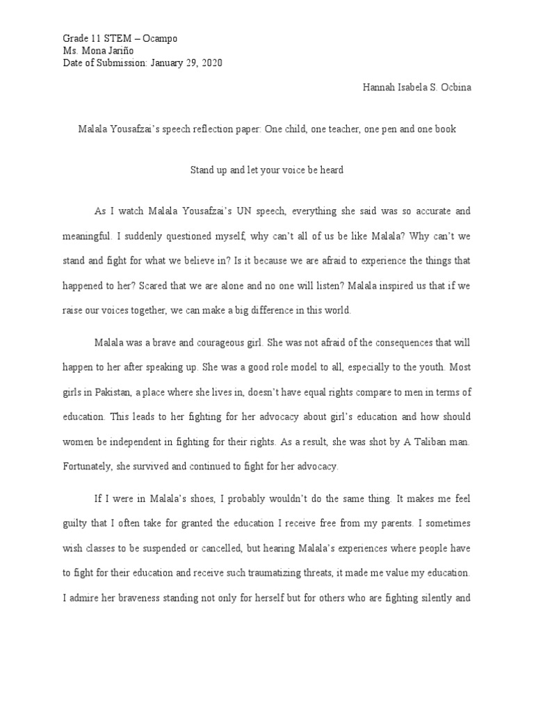 My Insights About Malala's Yousafzai's Life | PDF | Malala Yousafzai