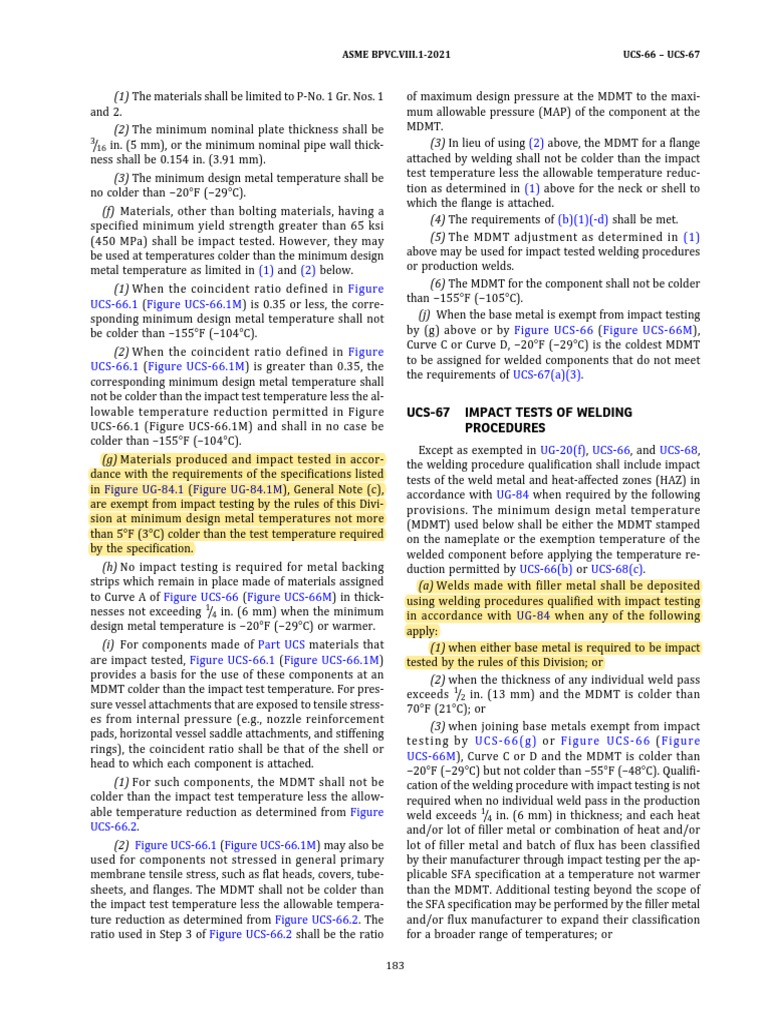 UCS-67 Impact Tests of Welding Procedures: ASME BPVC - VIII.1-2021 UCS ...