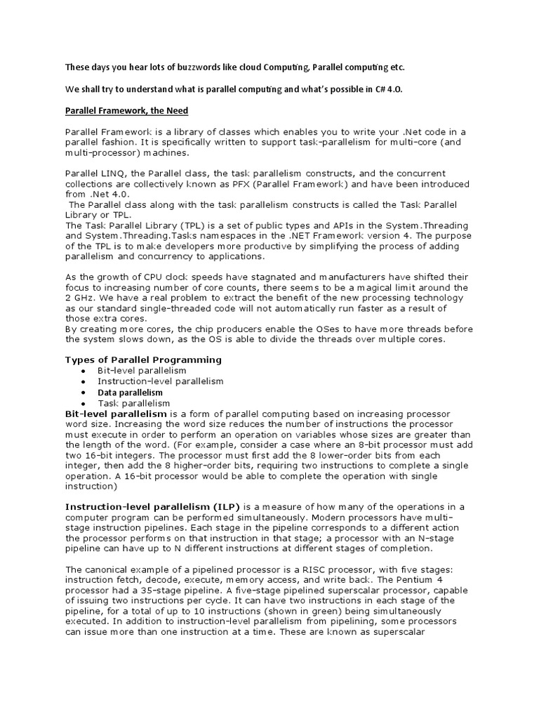 Parallel Framework, The Need | PDF | Parallel Computing | Central ...