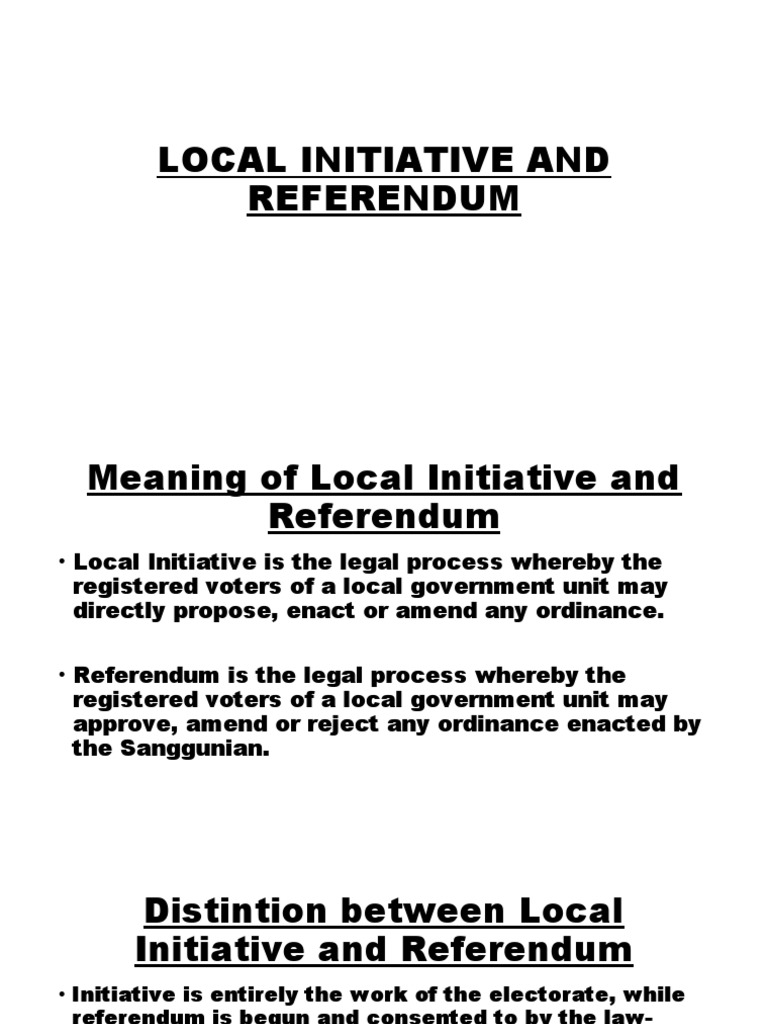 Local Initiative and Referendum | PDF | Initiative | Group Decision Making