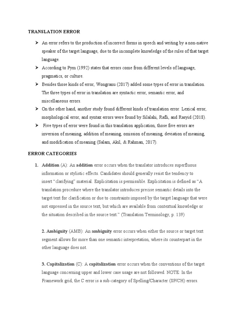 Translation Errors | PDF | Verb | Translations