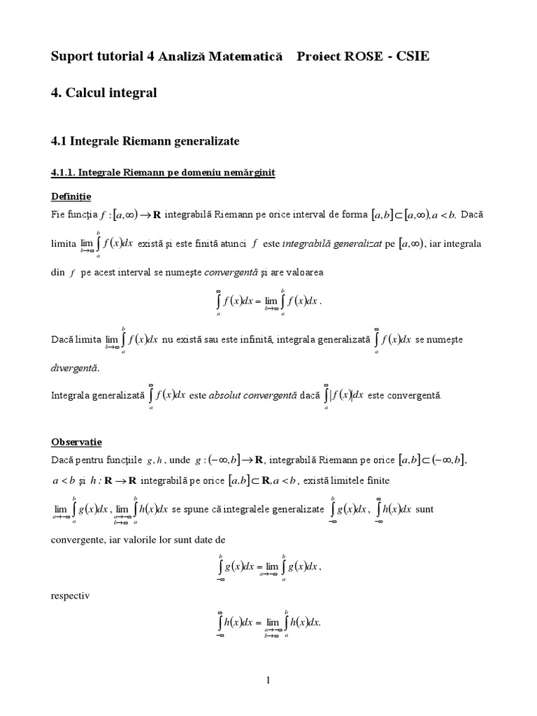 Tutorial 4 Analiza Matematica - Proiect ROSE - CSIE | PDF