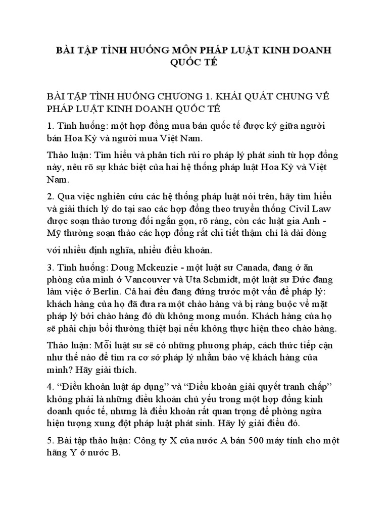 Bài tập tình huống PLKDQT | PDF