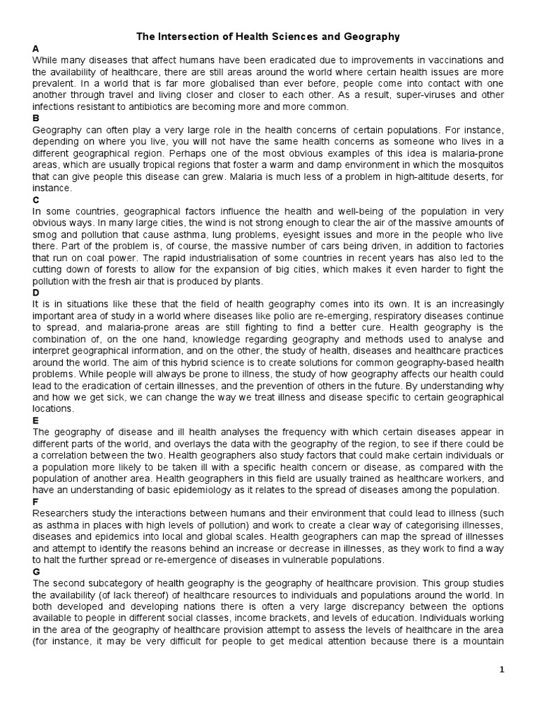 The Intersection of Health Sciences and Geography | Download Free PDF ...