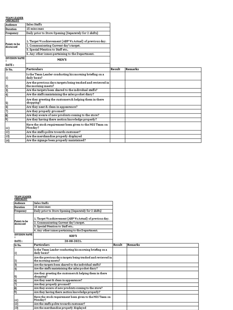 Daily Sales Staff Briefing | PDF | Promotion And Marketing ...