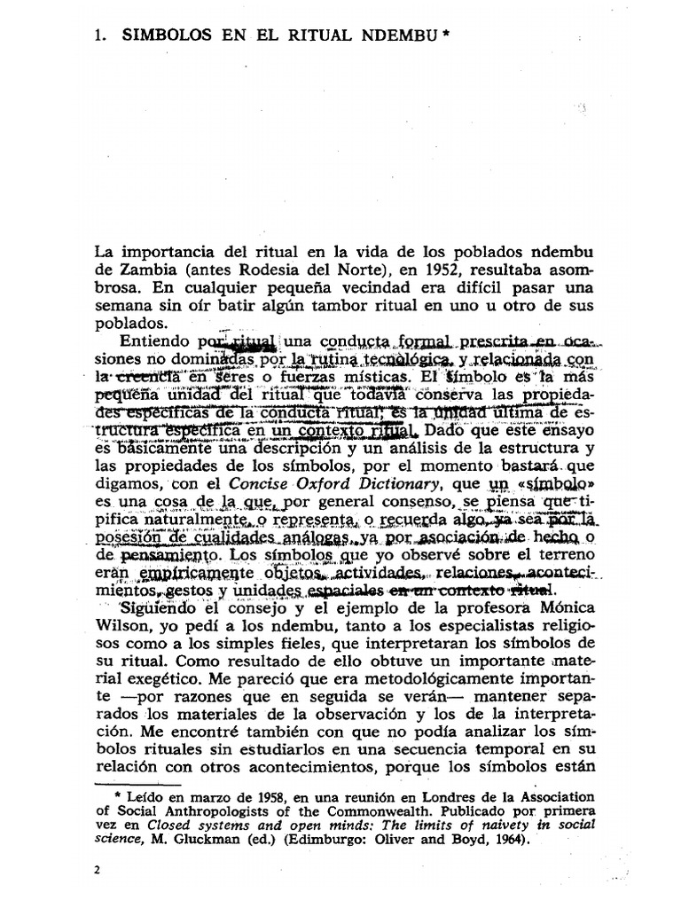 TURNER Simbolos en El Ritual Ndembu | PDF