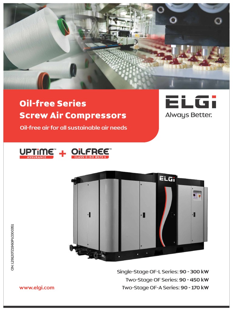 Elgi OilFree-Series-Screw Air Compressor | PDF | Programmable Logic ...