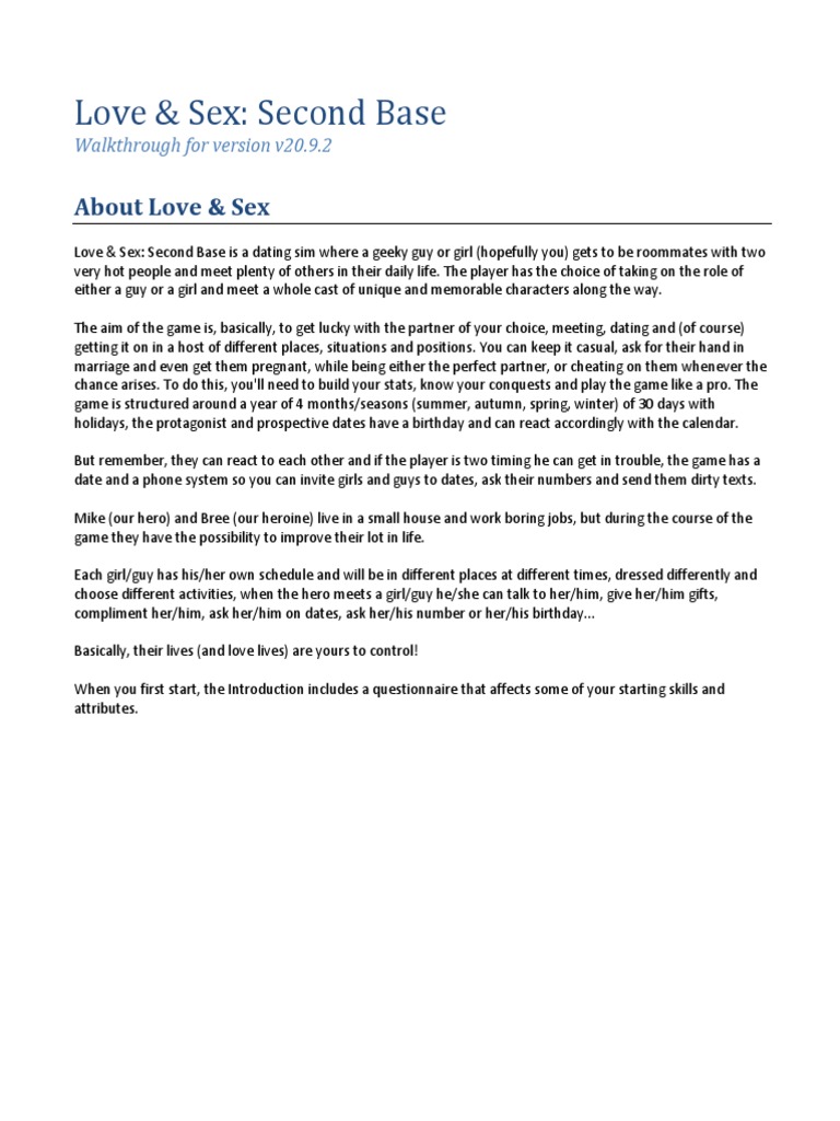 Love Sex Second Base Walkthrough | PDF | Shopping Mall | Clothing