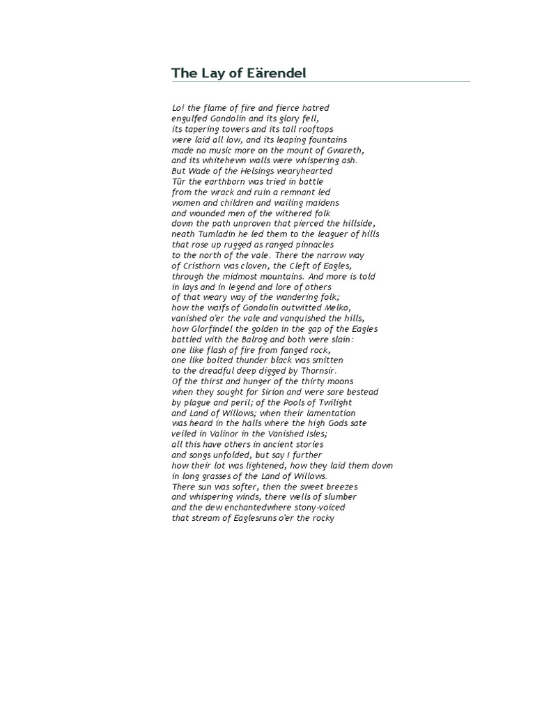 The Lay of Eärendel | PDF | Middle Earth | J. R. R. Tolkien
