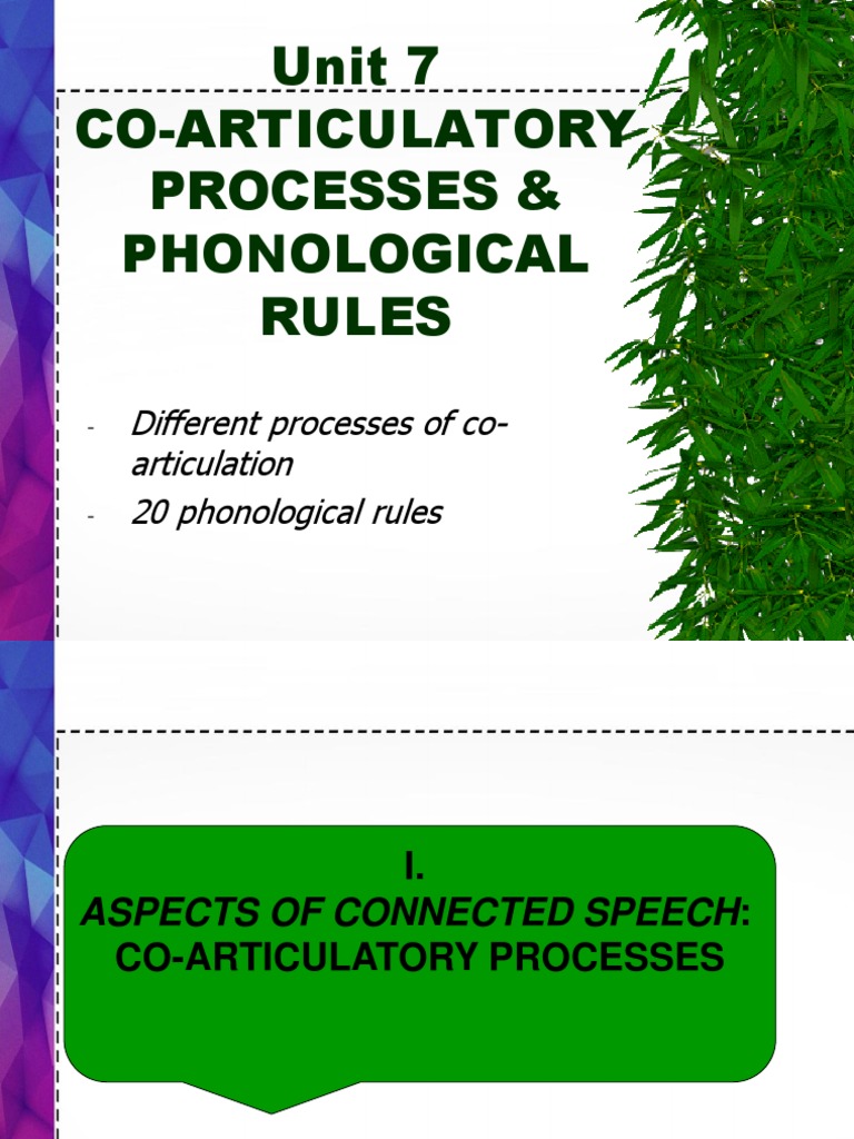 Unit 7 Co-Articulatory Processes & Phonological Rules | PDF ...