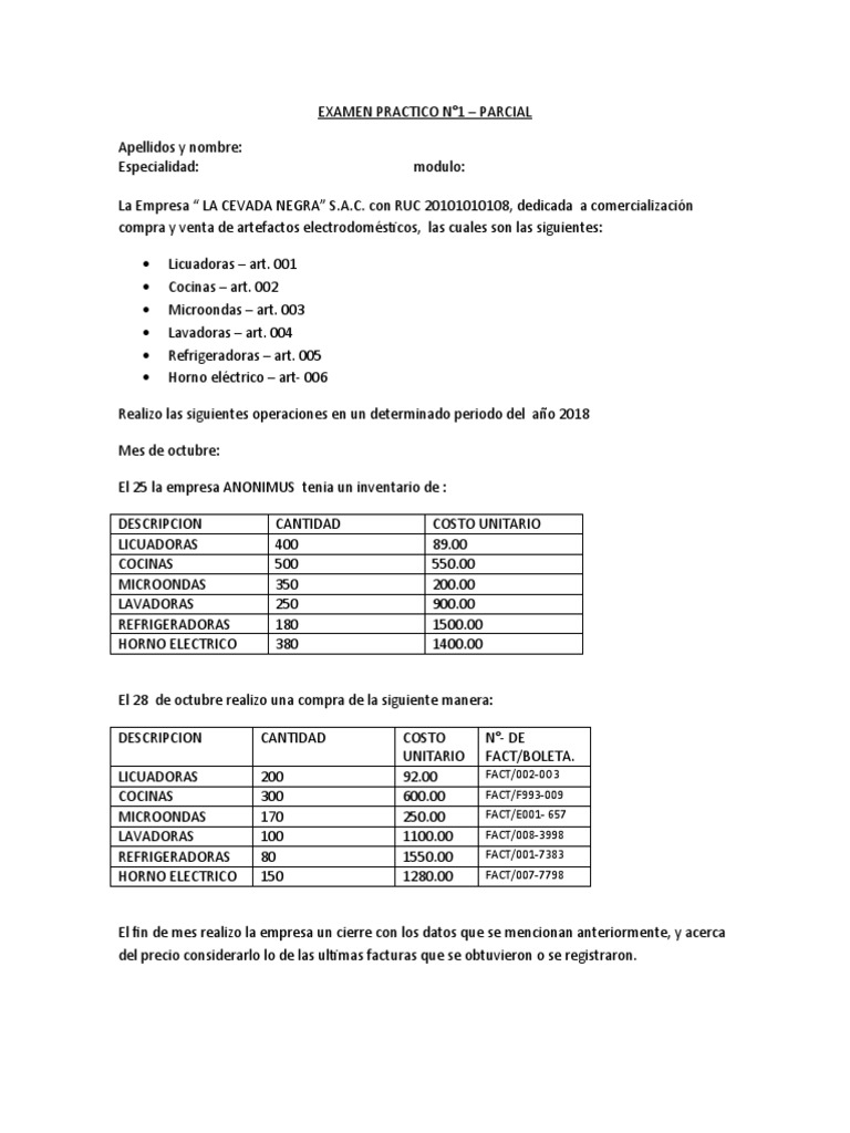 Ejercicio Combinado | PDF | Electrodoméstico | Implementos nacionales