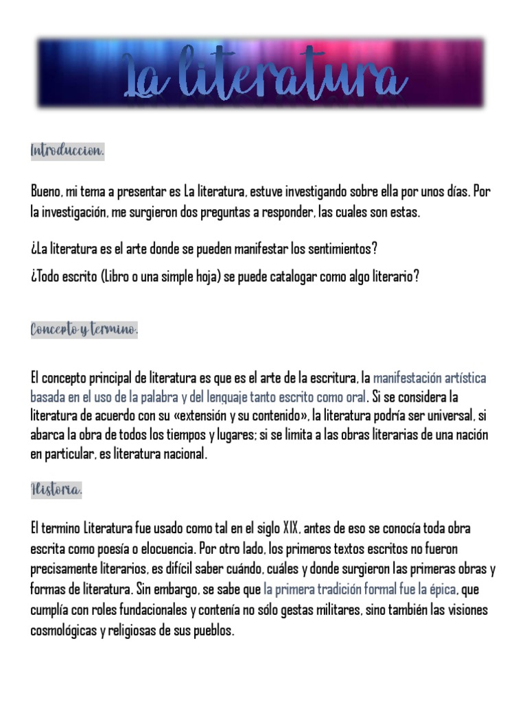 Definición y Concepto de Literatura | PDF | Las artes