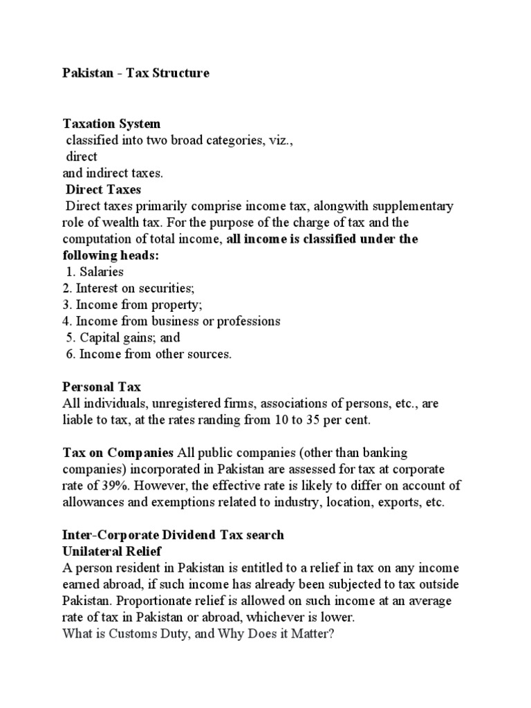 Overview of Pakistan's Tax Structure | PDF | Taxes | Taxation