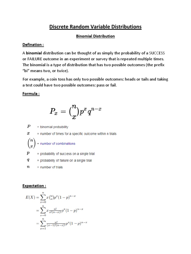Discrete Random Variable Distributions | PDF | Probability Distribution ...