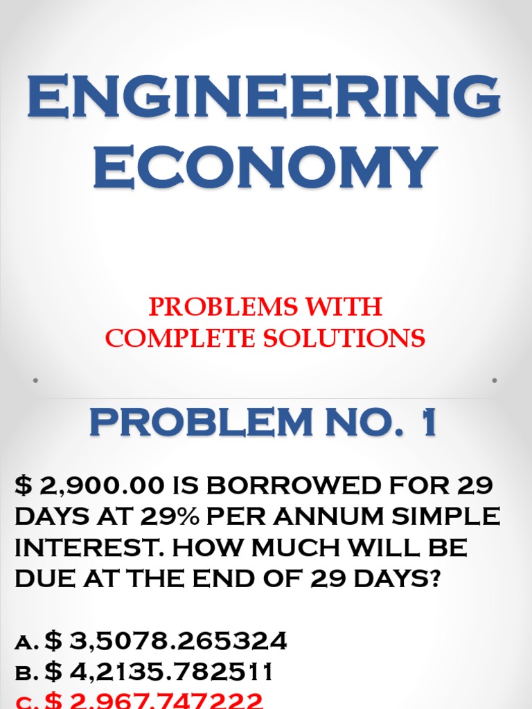 Engineering Economy Problem Set | PDF | Interest | Banks
