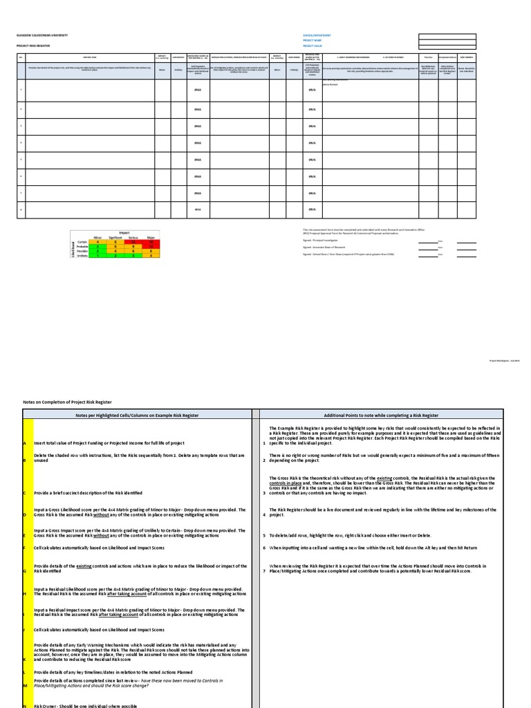 Project Risk Register Overview | PDF | Risk | Regulatory Compliance