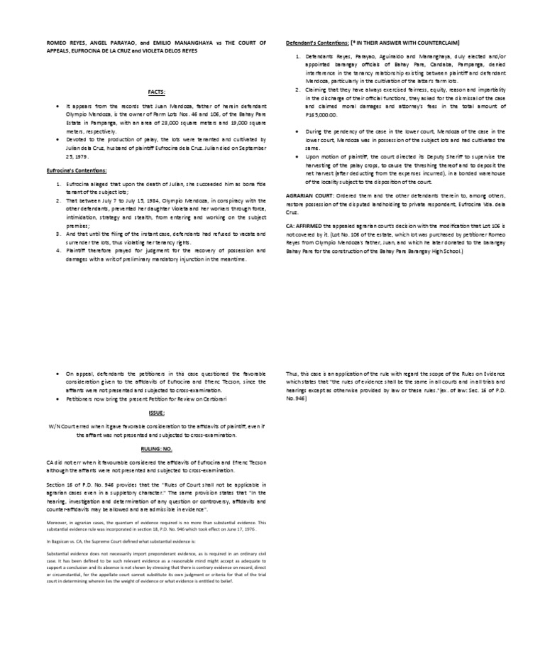 Romeo Reyes Et Al V Court Of Appeals Et Al Application Of The