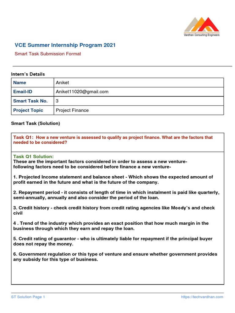 VCE Summer Internship Program 2021: Smart Task Submission Format ...