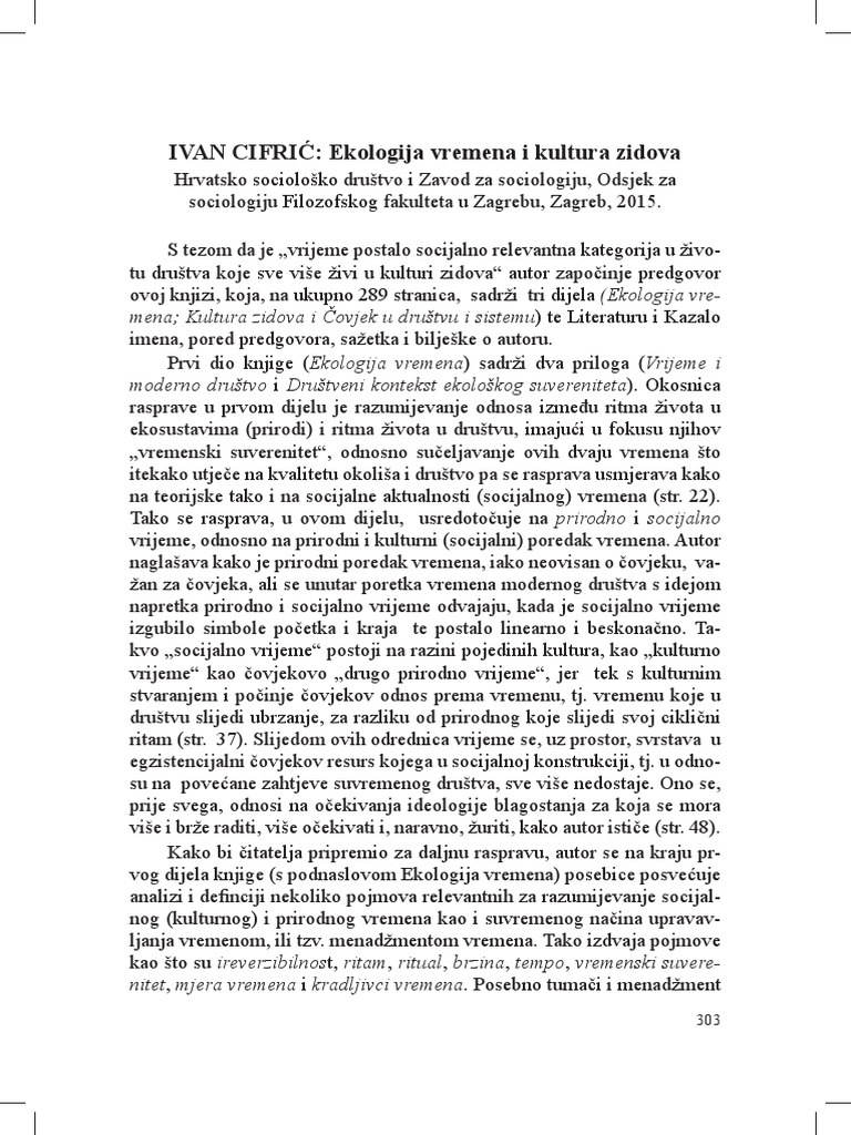 Buzov Ciric Ekologija Vremena I Kultura Zidova | PDF