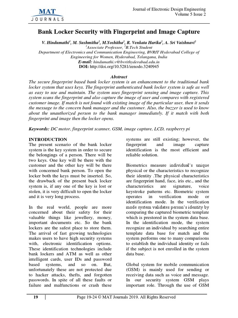 (19-24) Secured Bank Locker-Format | PDF | Image Scanner | Fingerprint