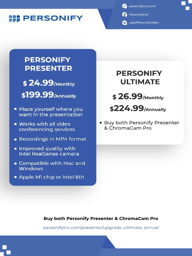 Personify Presenter & ChromaCam Pricing | PDF