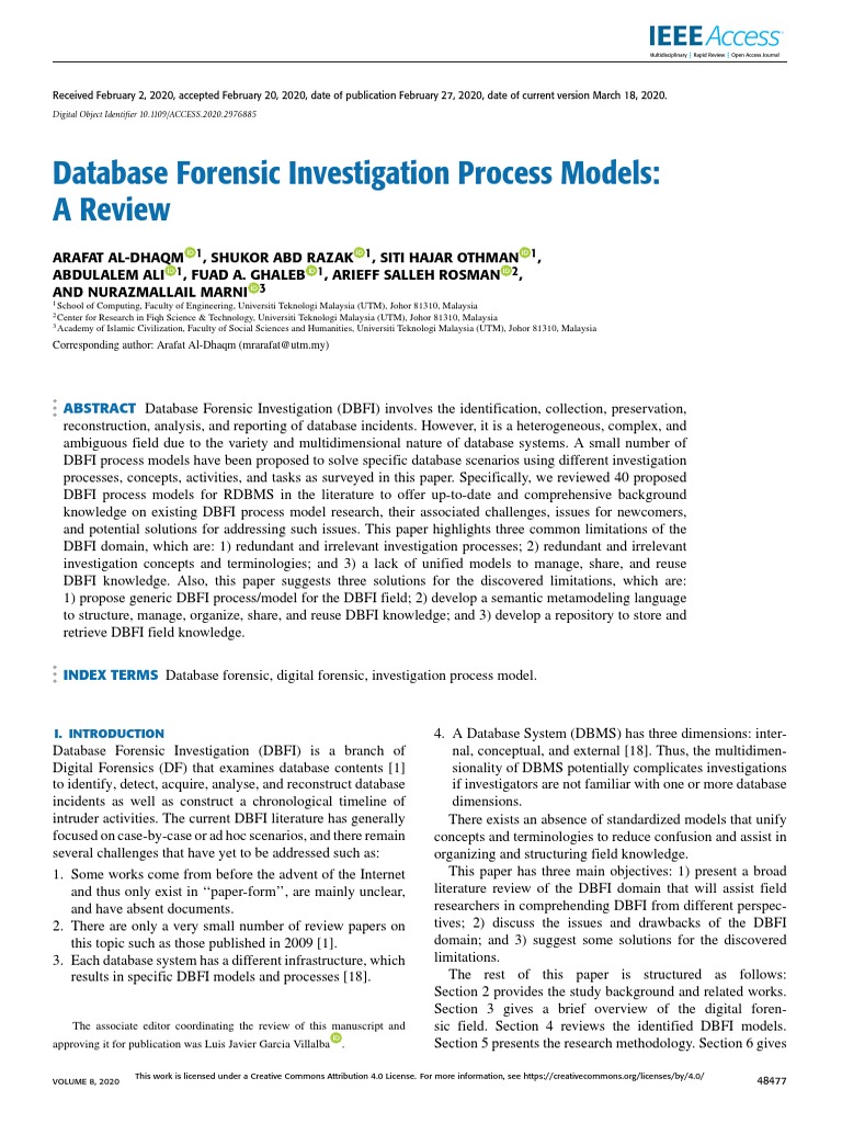 Database Forensic Investigation Process Models A Review | PDF ...