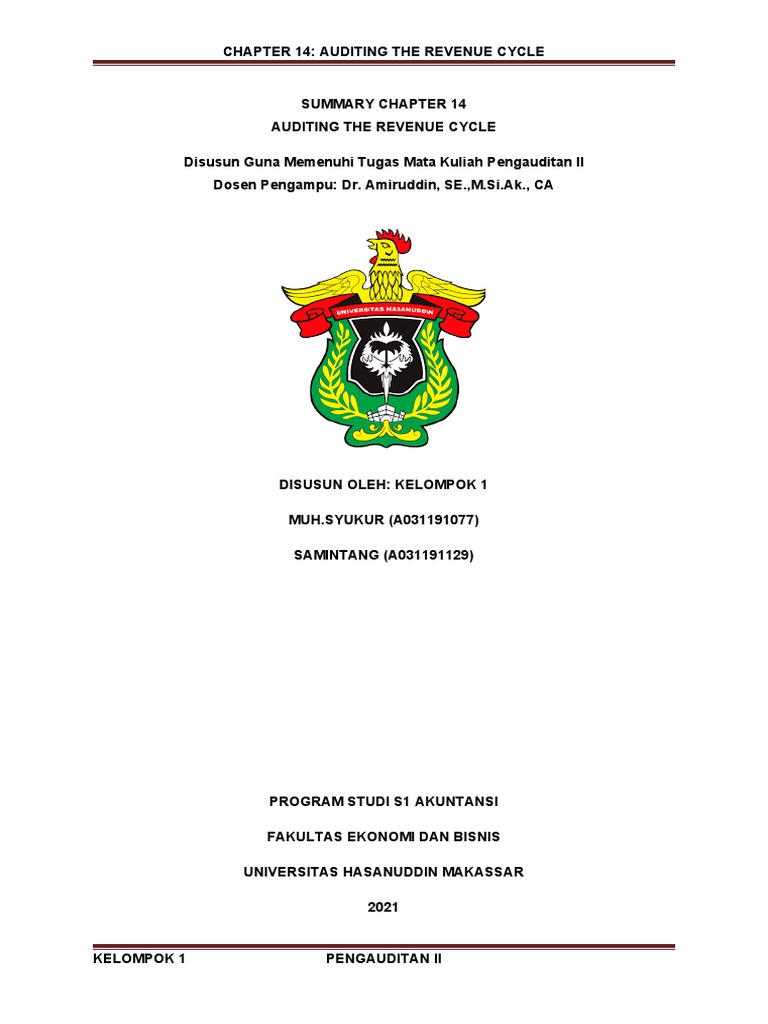 RMK #1 - Kelompok 1 - Pengauditan Ii - Chapter 14 Auditing The Revenue Cycle | PDF