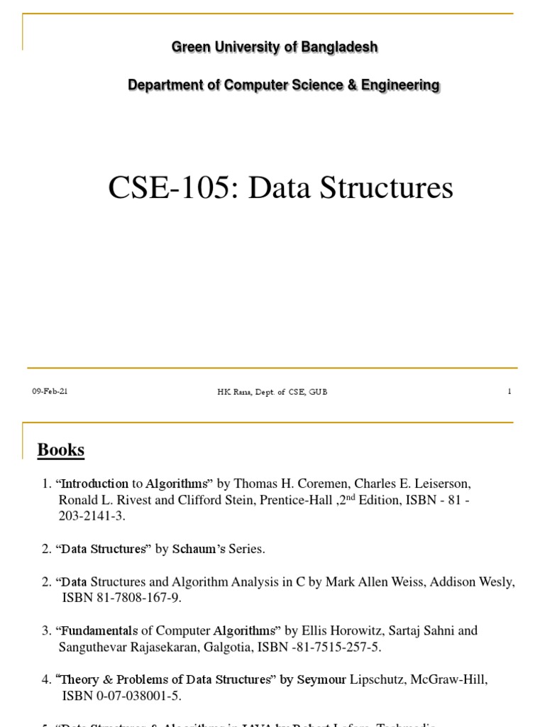 CSE-105: Data Structures: Green University of Bangladesh | PDF | Time ...