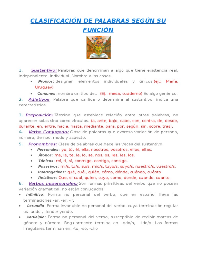 Clasificación de Las Palabras | PDF | Verbo | Adverbio