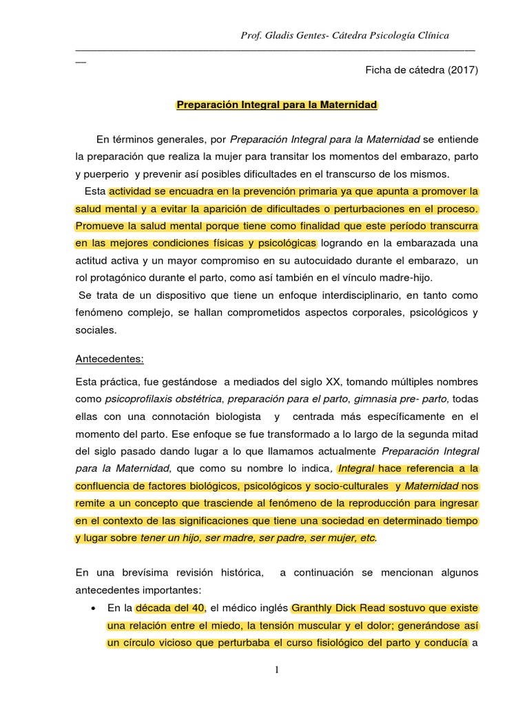 Preparación Integral para Maternidad | PDF | Parto | Sicología