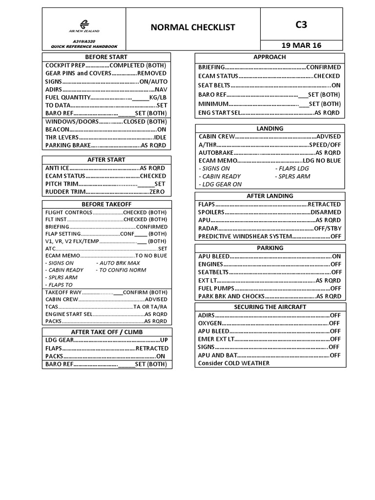 Normal Checklist: Before Start Approach | PDF | Aviation Safety | Vehicles