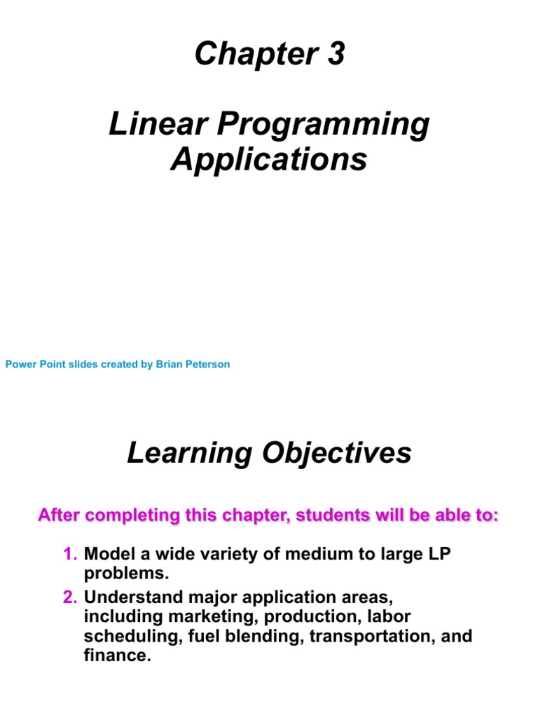 Chapter 3 - Linear Programming Applications 2021 | PDF | Investing ... Chapter 3 - Linear Programming Applications 2021 | PDF | Investing ...