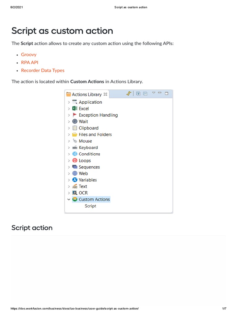 Custom Script Actions in RPA | PDF | Boolean Data Type | Information ...