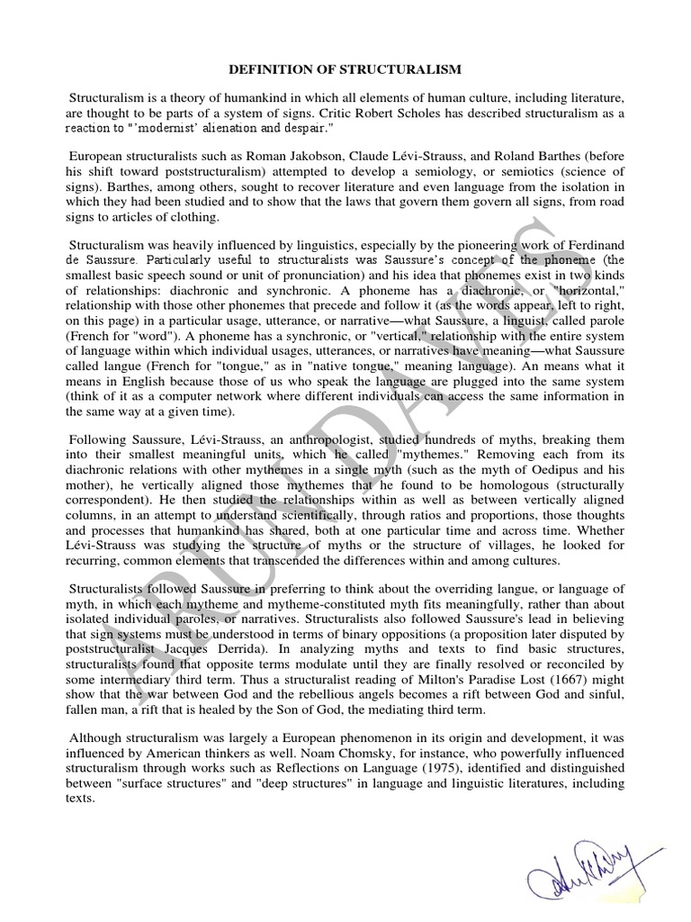 Definition of Structuralism | PDF | Communication | Linguistics