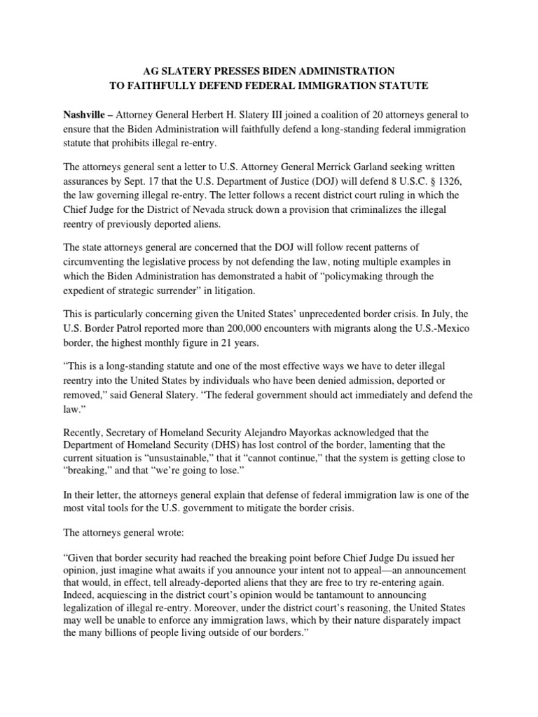 AG Letter | PDF | Southern United States | Emigration, Immigration, and ...