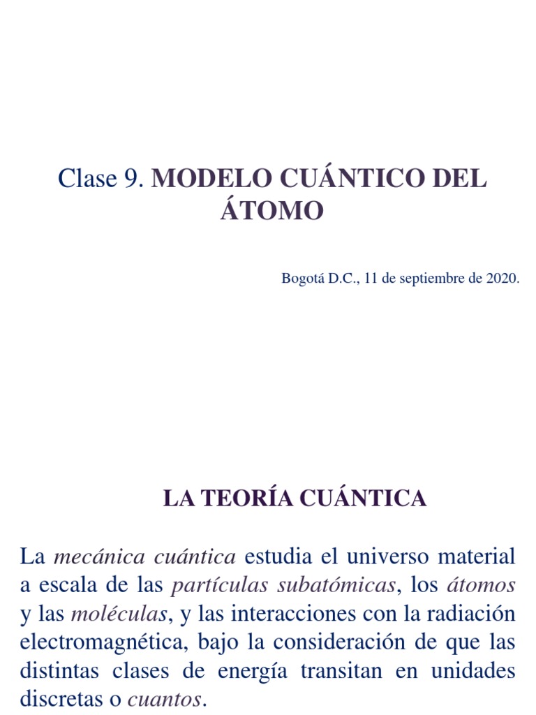 Modelo Cuántico del Átomo y Números Cuánticos | PDF | Mecánica cuántica ...